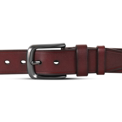Classic Dark Maroon One Part Leather Belt For Men-IB111 - SSB Leather