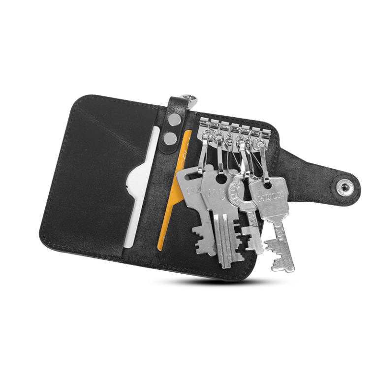 Black Leather Card & Key Holder SB-KR20 - SSB Leather