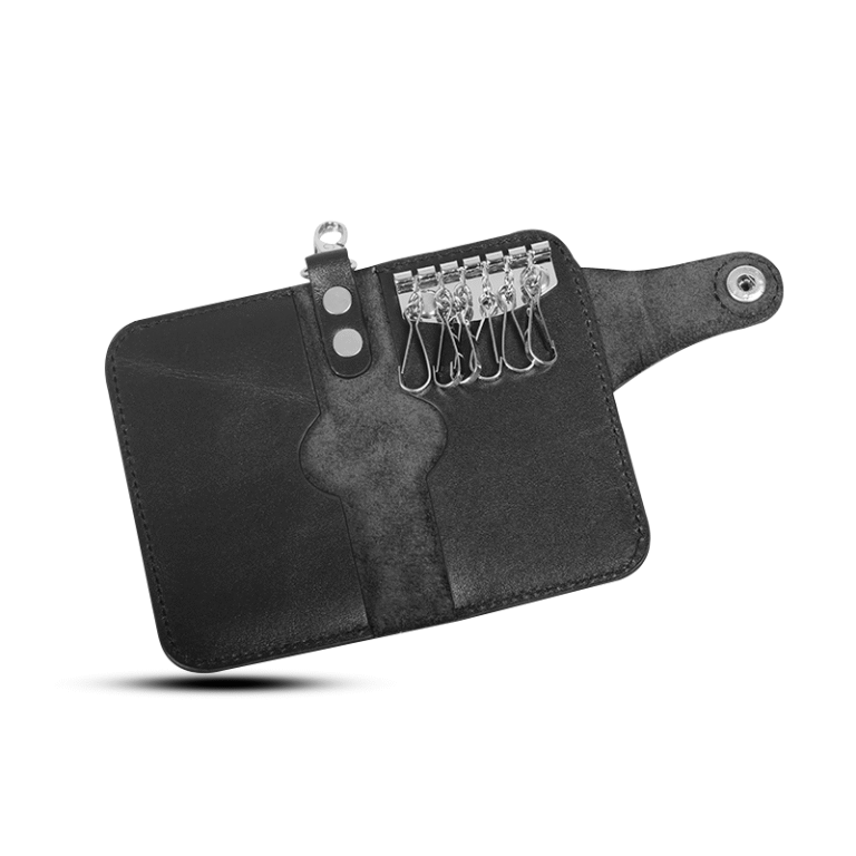 Black Leather Card & Key Holder SB-KR20 - SSB Leather